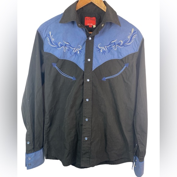 Patron | Shirts | Patron Black And Blue Long Sleeve Embroidered Western ...